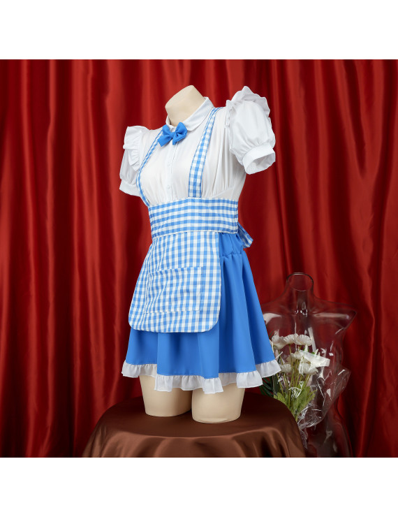 Summer Vibes Blue Checkered Maid Swimwear Cosplay Costume( free ...
