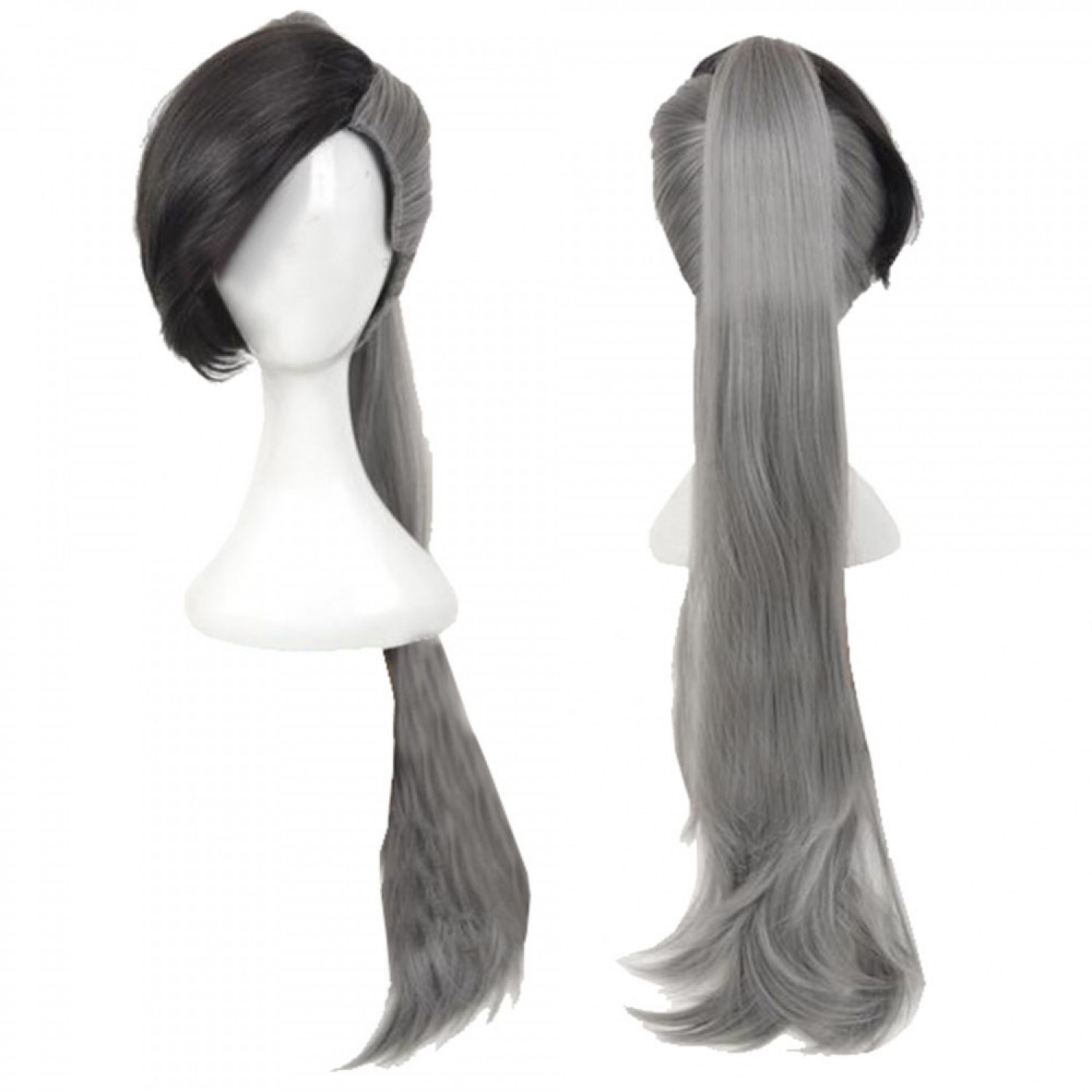 Fairy Tail Future Rogue Cheney Long Gray Cosplay Hair Wig with Clip on ...