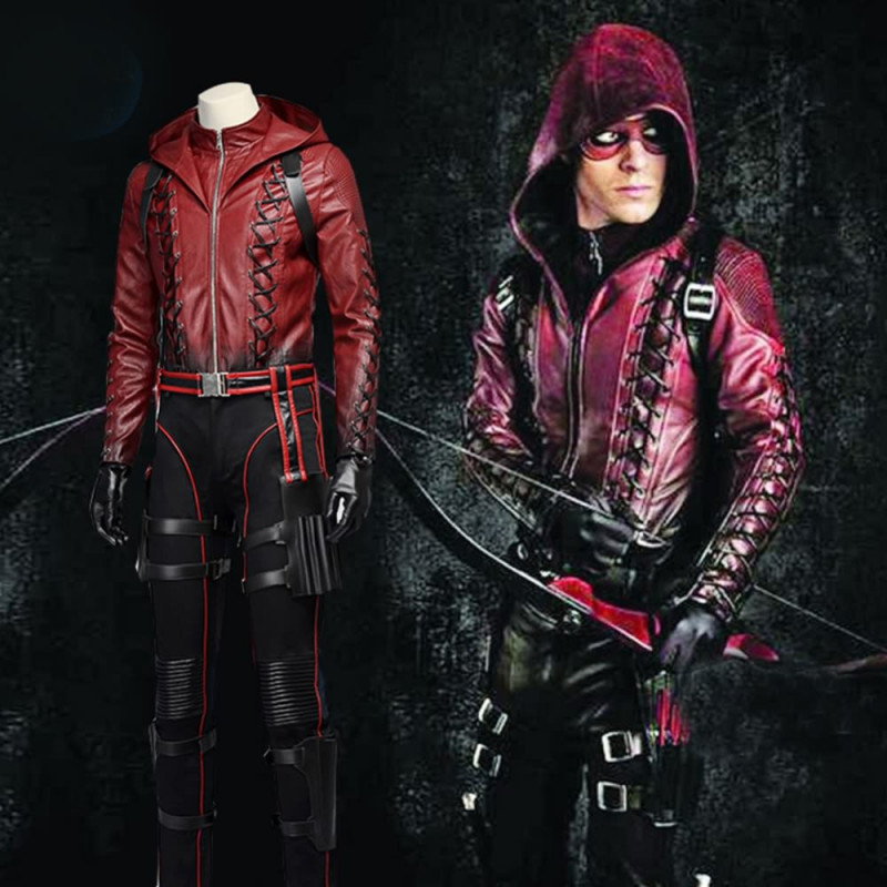 Halloween Cosplay Red Arrow Roy Harper PU Role Cosplay Costume ( free ...