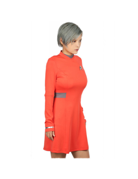 Star Trek Uhura Red Starfleet Uniform with Emblem Long-Sleeved Dress ...