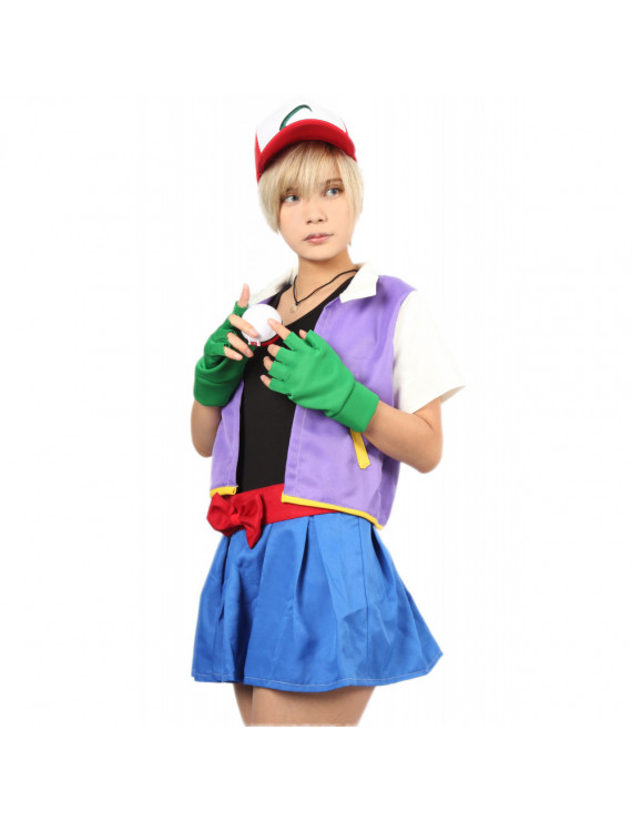 The Hot Lady Ash Ketchum Full Set Outfits Pokemon Cosplay Costume for ...