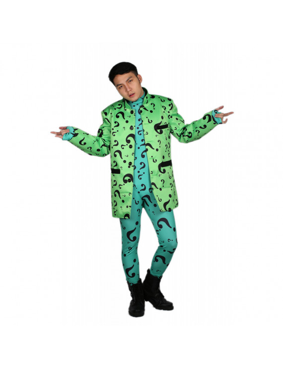 DC Comics Riddler Costume Coat with Full Bodysuit Batman Riddler ...