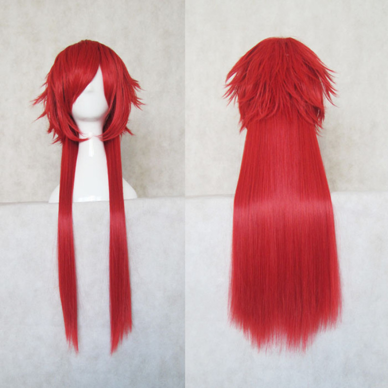 Black Butler Grell Sutcliff Cosplay Wigs Long Straight Red Party Wig ...