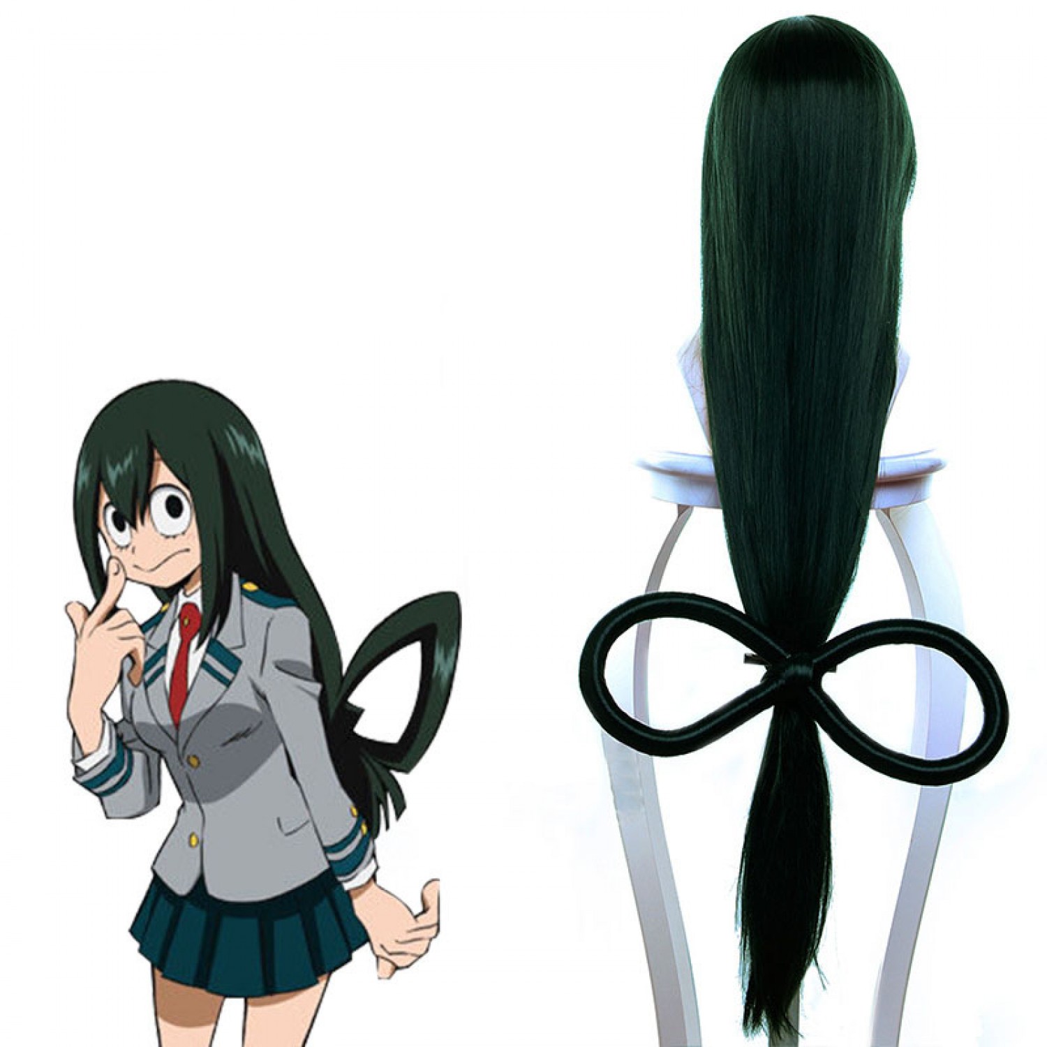 Boku no Hero Academia BNHA Asui Tsuyu Froppy Cosplay Hair Wig ( free ...
