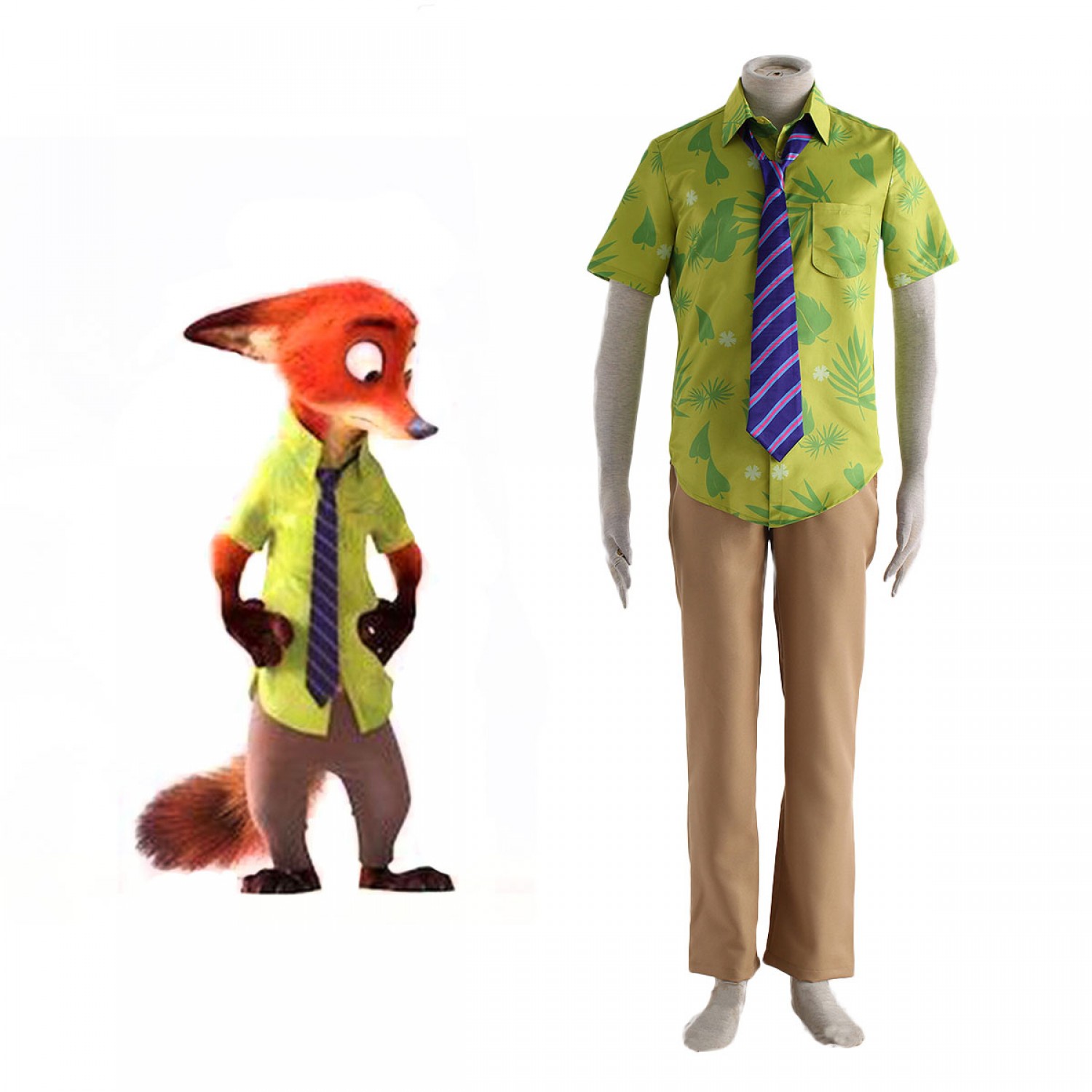 Zootopia Fox Nick Wilde Cosplay Outfits Costumes Full Set ( free ...