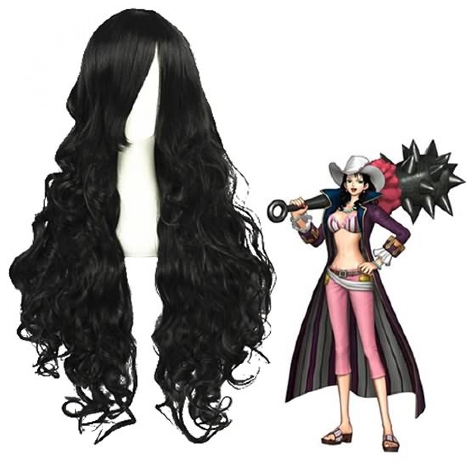 One Piece Alvida Long Black Wavy Cosplay Wig ( free shipping ) - $23.99