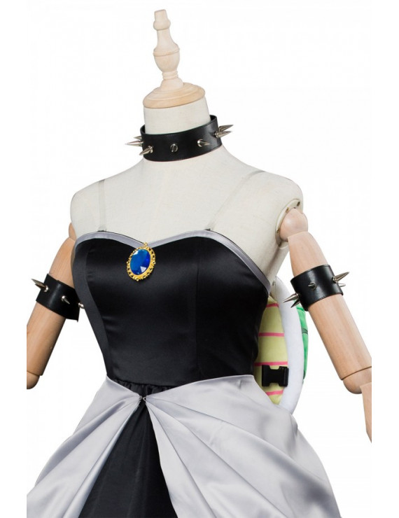 Super Mario Bros Bowsette Princess Bowser Black Dress Cosplay Costume ...