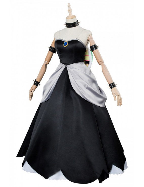 Super Mario Bros Bowsette Princess Bowser Black Dress Cosplay Costume ...
