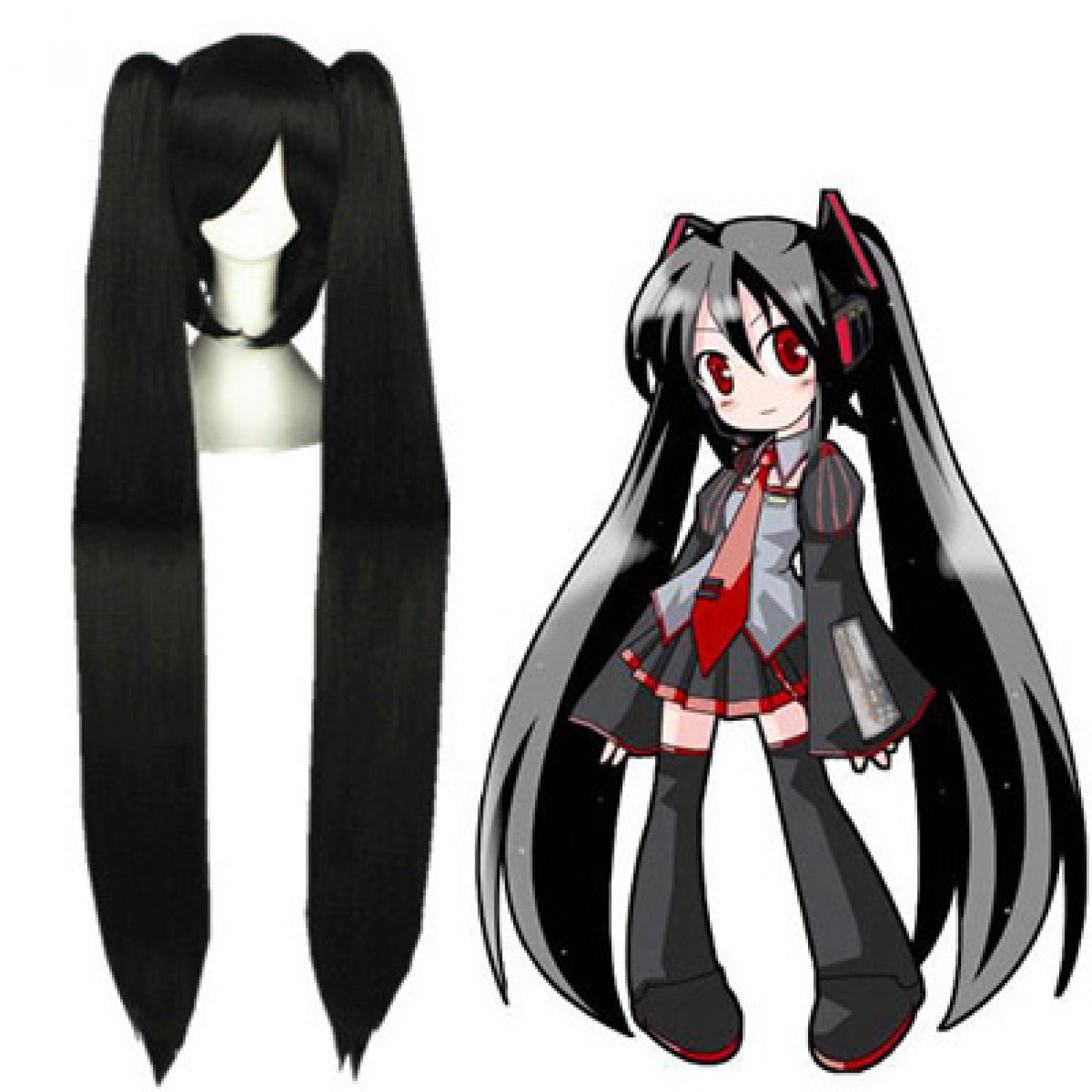 Vocaloid Zatsune Miku Black Synthetic Hair Cosplay Wig ( free shipping ...