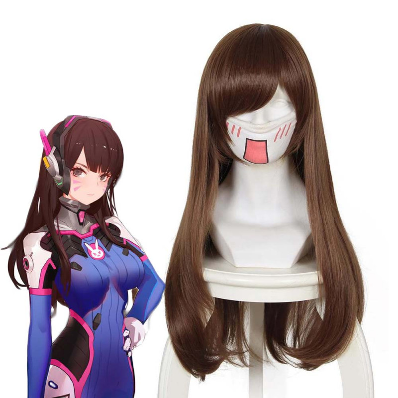 OW Overwatch DVA Song Hana Brown Long Cosplay Hair Wig ( free shipping ...