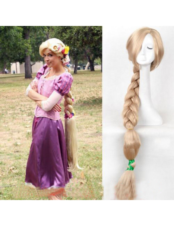 Tangled Princess Rapunzel Long Braid Anime Style Synthetic Cosplay Full ...